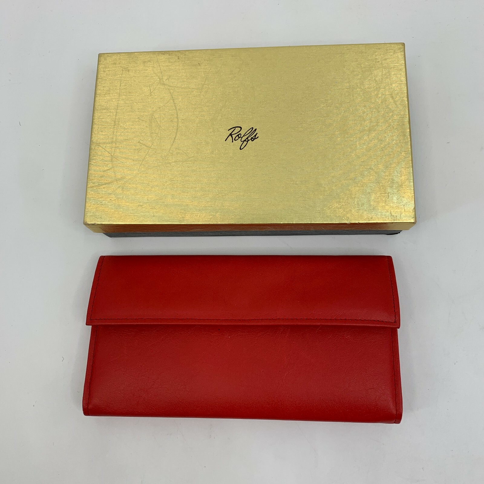 Rolfs Tri-Fold Red Leather Wallet Check Record Book Money Organizer ...