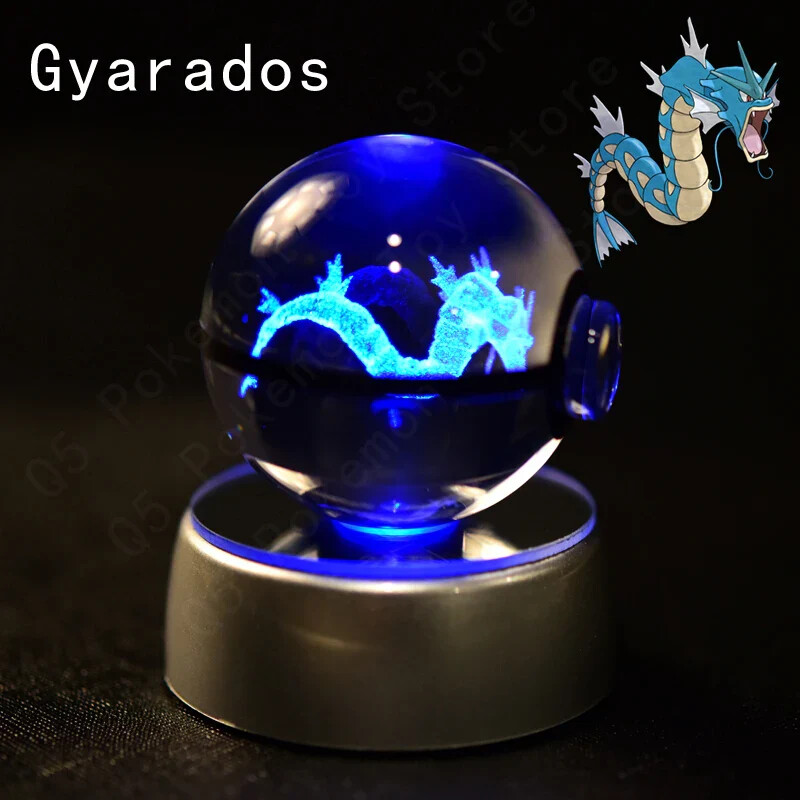 POKEMON 3D CRYSTAL BALL, WITH LED LIGHT BASE, Beautiful to make a gift ...
