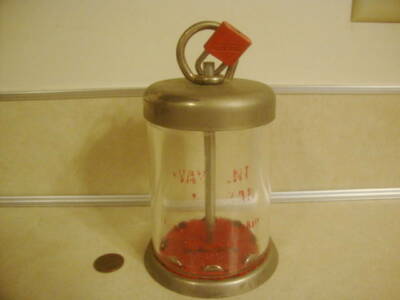 Vtg Advertising Cylinder Glass Metal Coin Bank WAYLAND STATE Hopkins ...