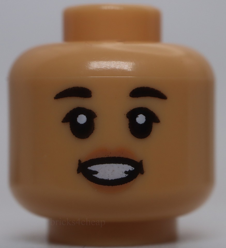 Lego Medium Tan Head Female Black Eyebrows Nougat Lips Neutral Open ...