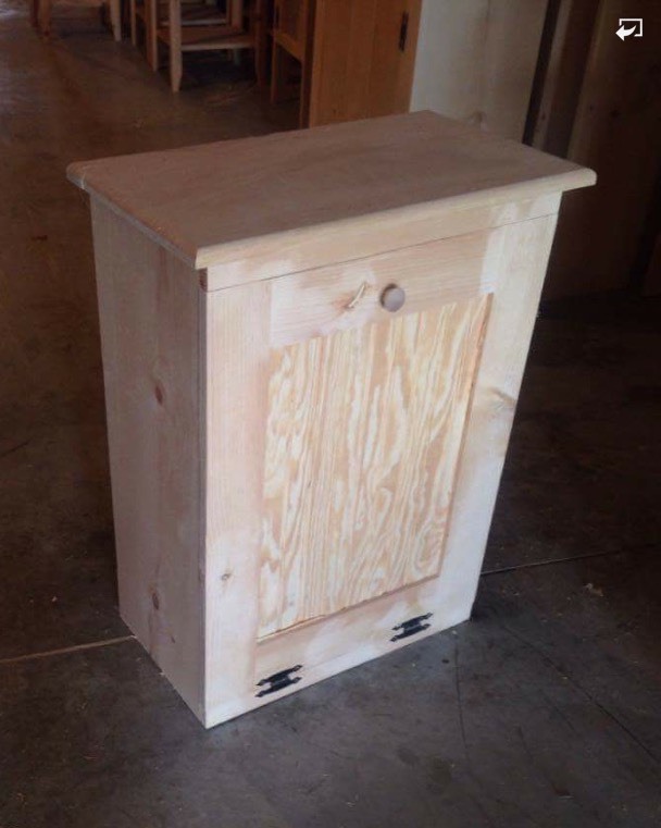 Primitive Pine Wood Trash Can Flat Top | eBay