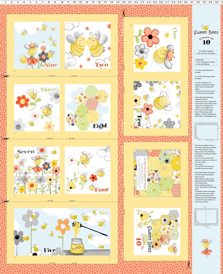 SusyBee Fabric Learn to count Storybook Susybee Panel Easy to make baby ...
