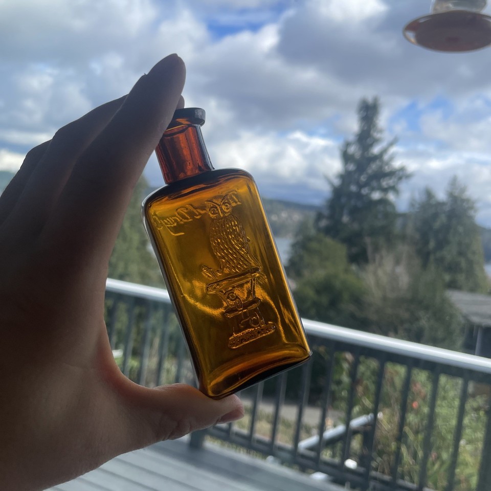 Vintage Rare Amber Glass Medicine Bottle — Owl Drug Co., Embossed Owl ...