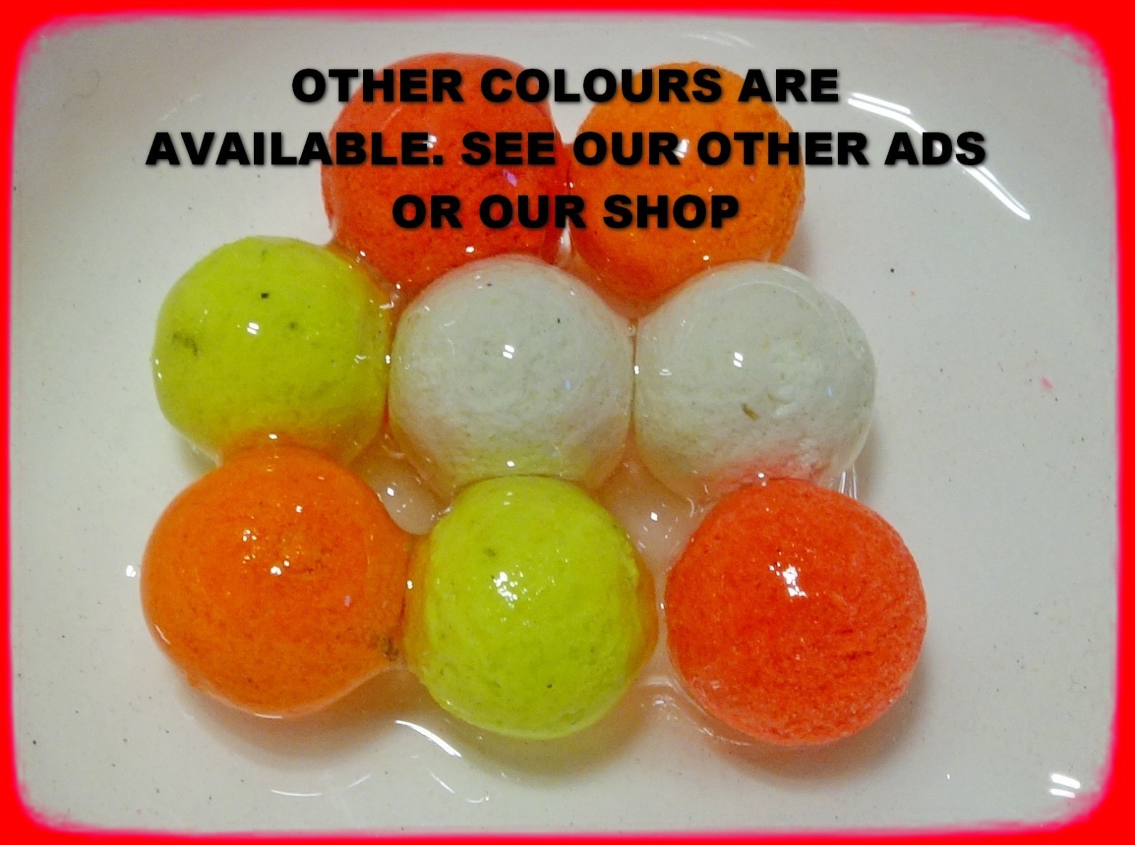 8mm FLAME RED POP-UPS BOILIE. UNFLAVOURED OR FLAVOURED AND WITH DIP ...