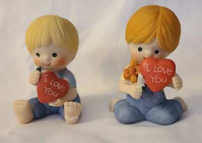 Vintage Enesco 1982 Country Cousins Holding I Love You Signs | eBay