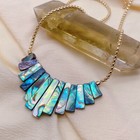 Natural Multi Color Abalone Shell Gold Plated Chain Necklace Simple ...