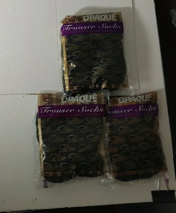 Lot 3 Pack Vtg Silkies Opaque Trouser Socks Color Blac #91028 One Size ...