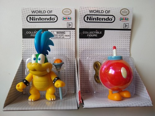 NEW Larry Koopa and Red Bob Omb 2.5" figure lot World of Nintendo Super ...