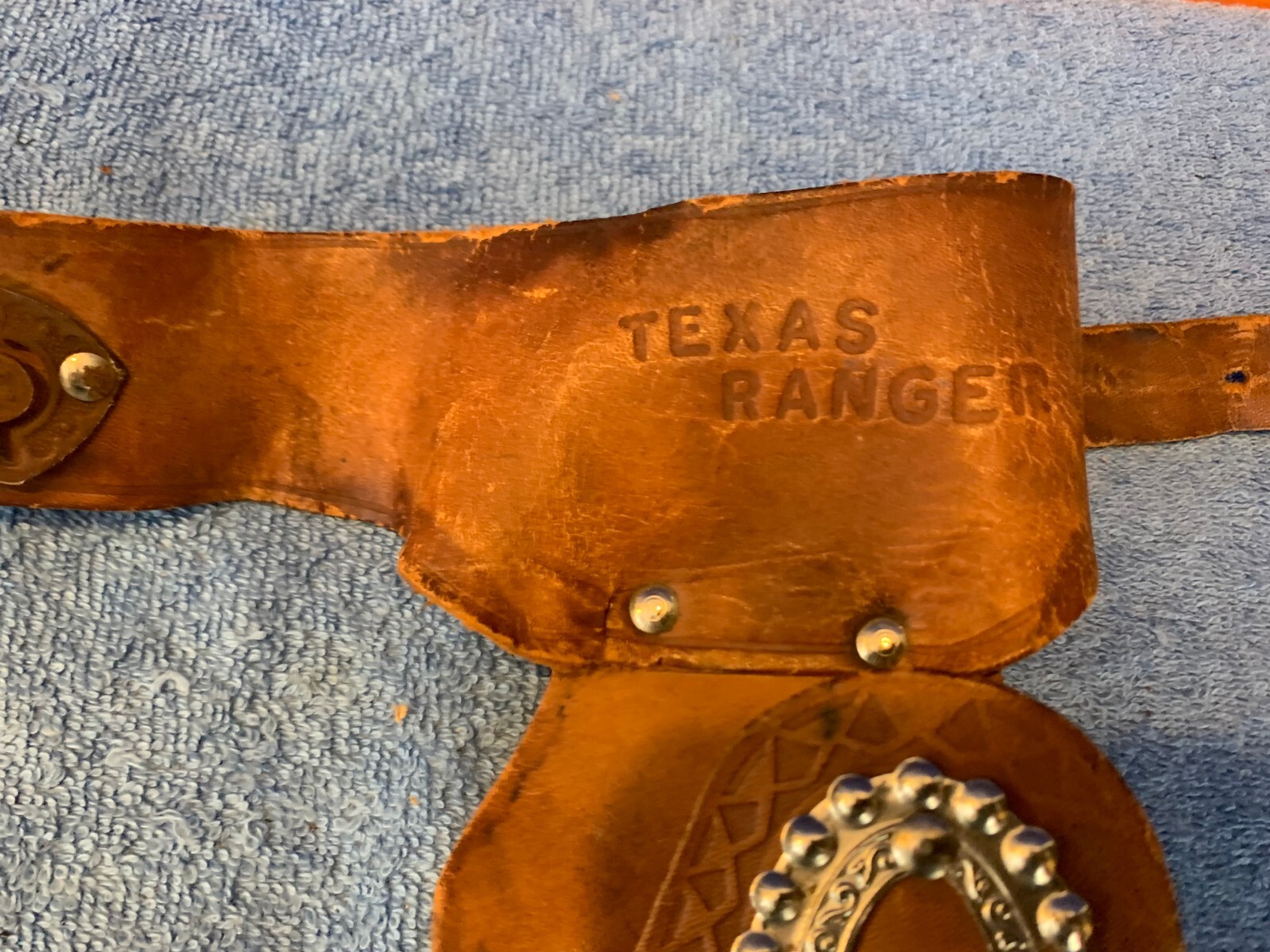 Texas Rangers Toy Leather Belt Twin Gun Holsters SOME MINOR DAMAGE ...
