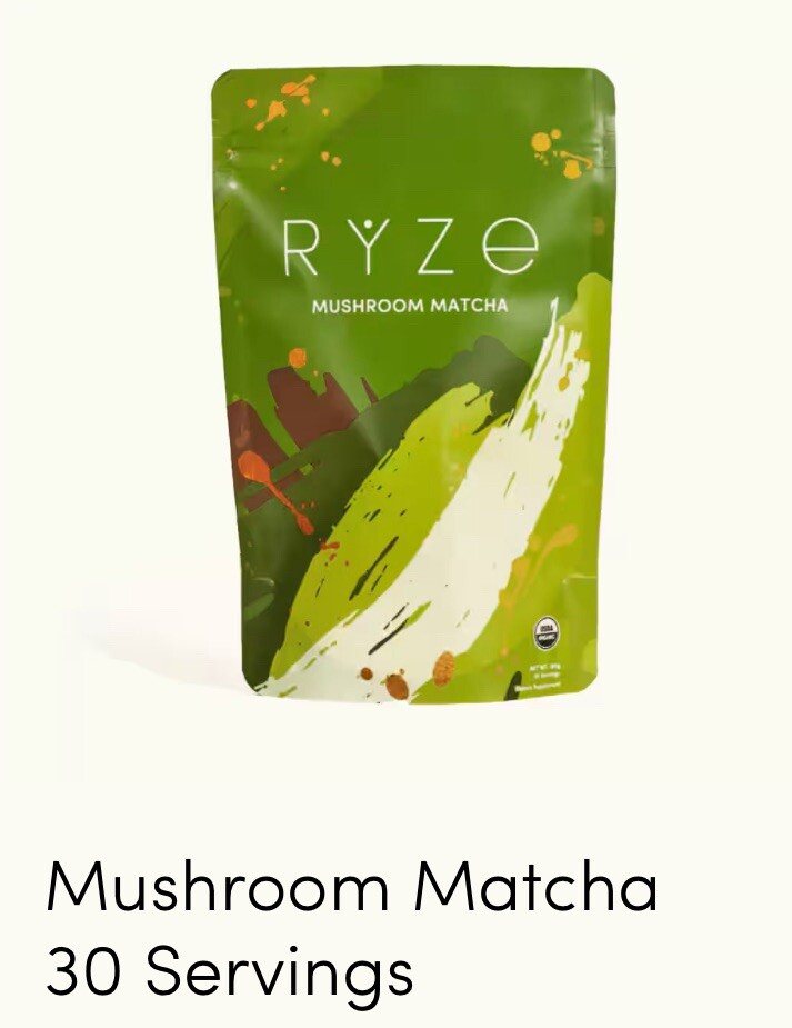RYZE ORGANIC MUSHROOM MATCHA COFFEE Tea 30 SERVINGS New SEALED BAG Exp ...