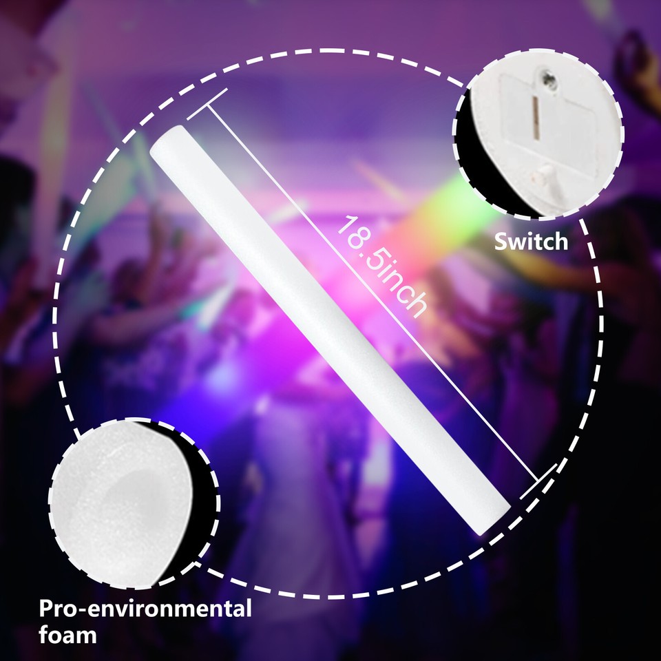 30-500 LED Light Up Foam Sticks Wand Rally Batons Flashing Glow Stick ...