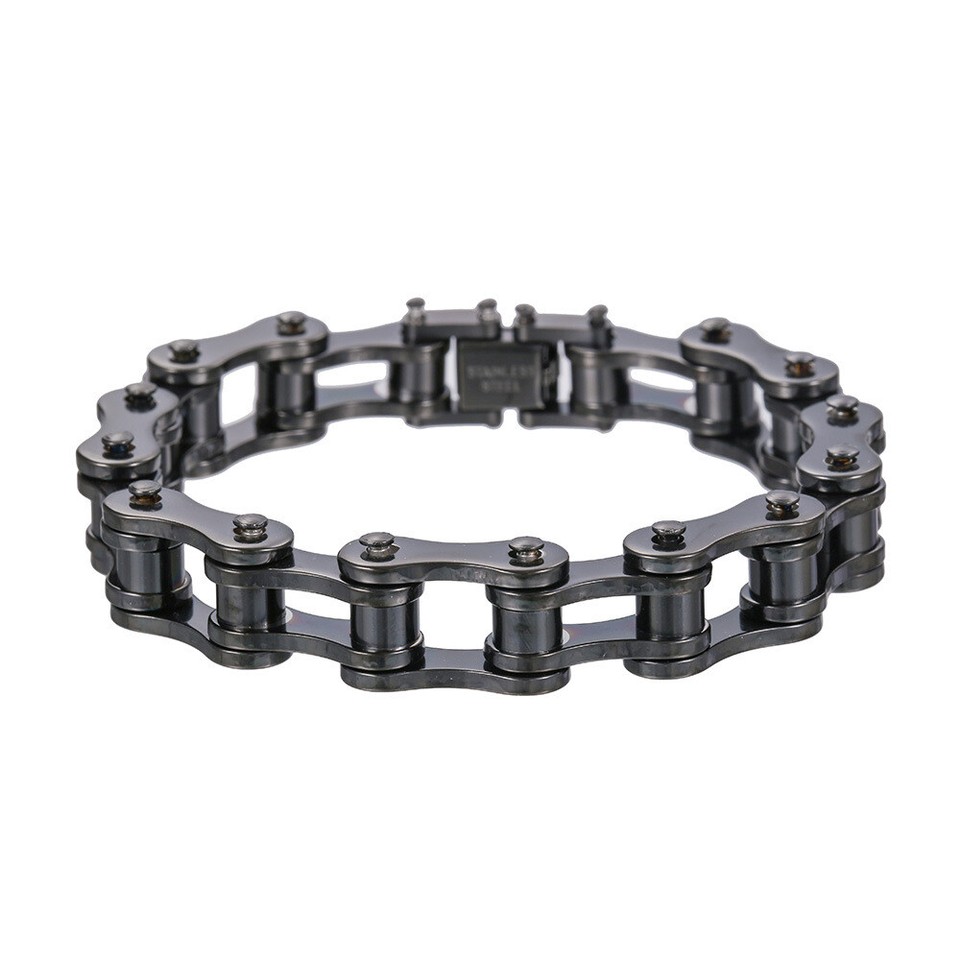 SOLID Stainless Steel Motorcycle Bike Chain Design Bracelet Men's ...