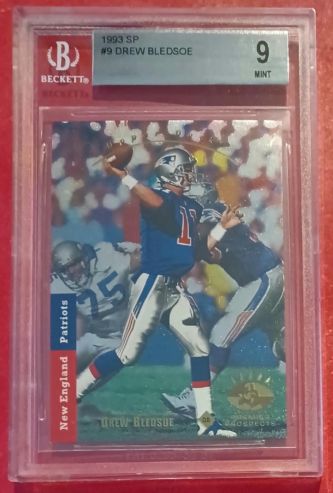 1993 SP Football #9 Drew Bledsoe Rookie card BGS 9 Mint! New England ...