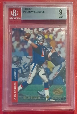 1993 SP Football #9 Drew Bledsoe Rookie card BGS 9 Mint! New England ...