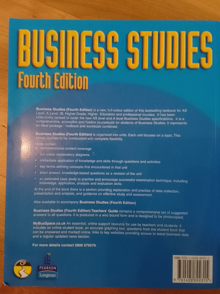 A Level College Business Studies Revision Textbook 4th Edition - Like ...
