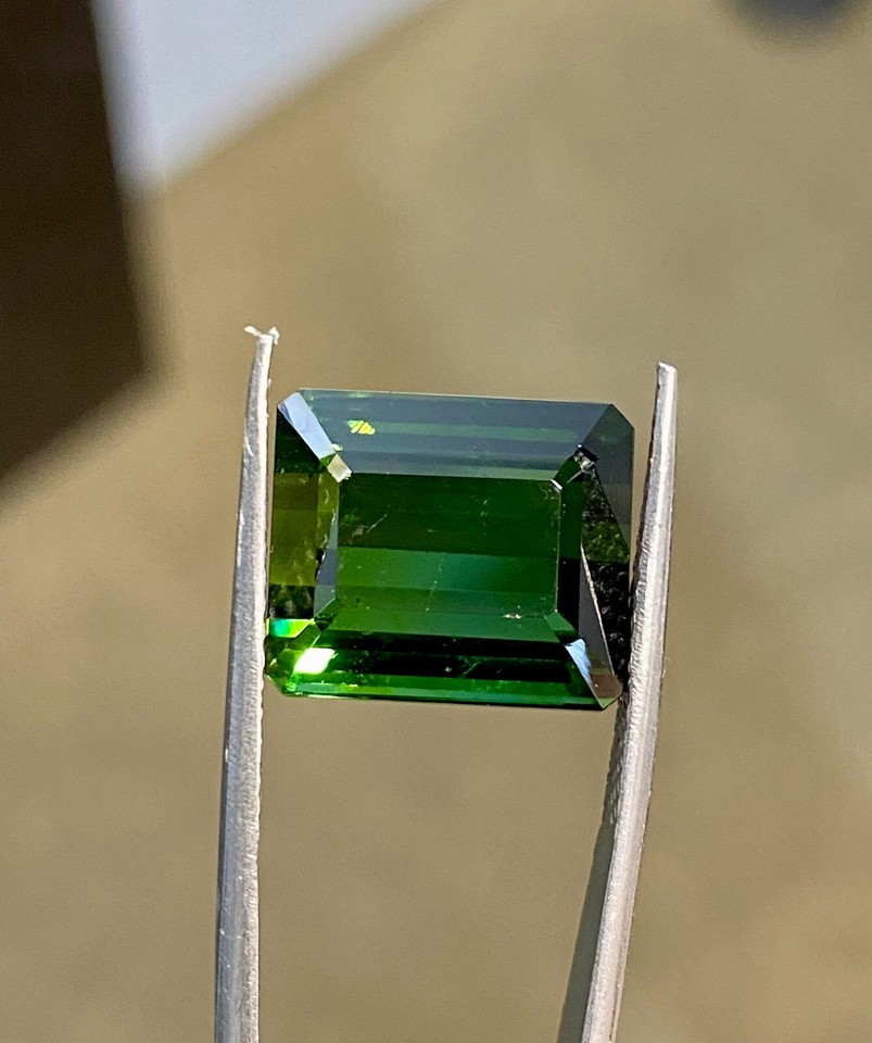 19.80CT Tourmaline, Chrome Green Color, Emerald Cut Stone from Brazil ...