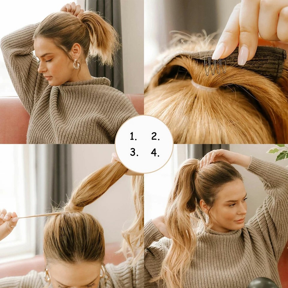 US Real Thick Hair Wrap Around Ponytail 1Pc Clip In Pony Tail as human ...