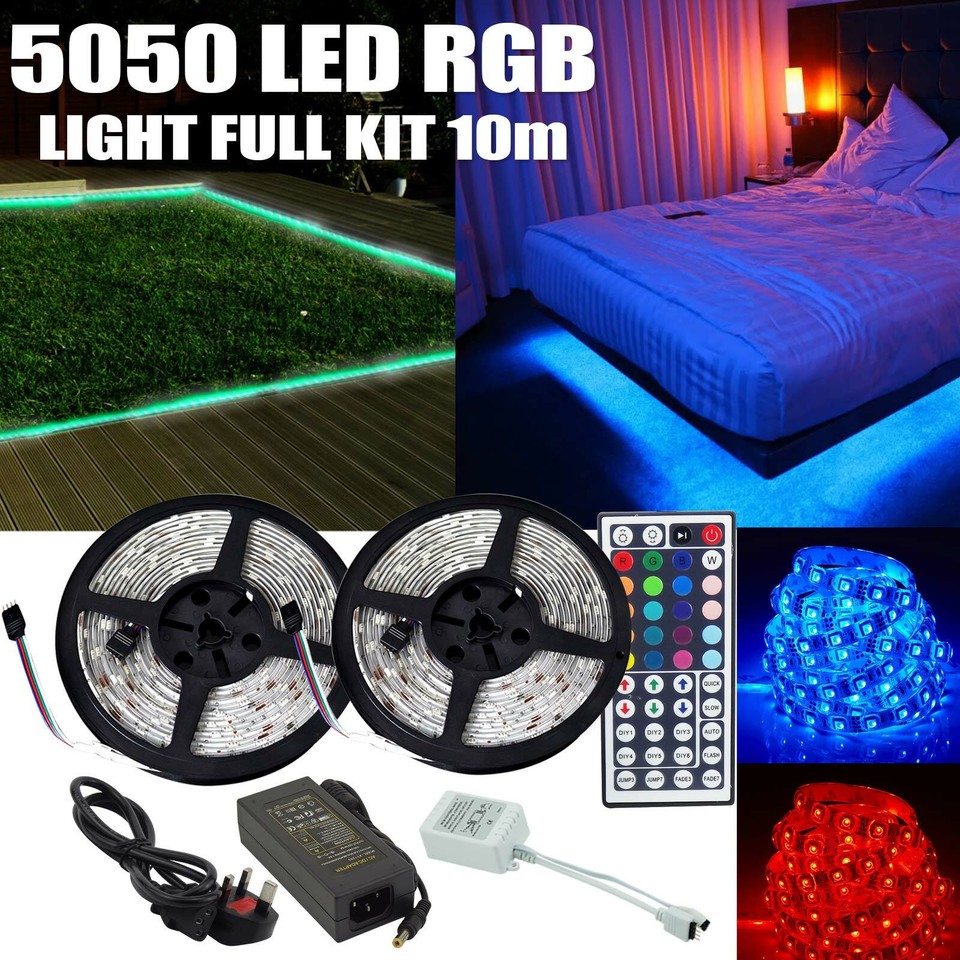 LED STRIP LIGHTS 5050 RGB COLOUR CHANGING TAPE UNDER CABINET KITCHEN TV ...