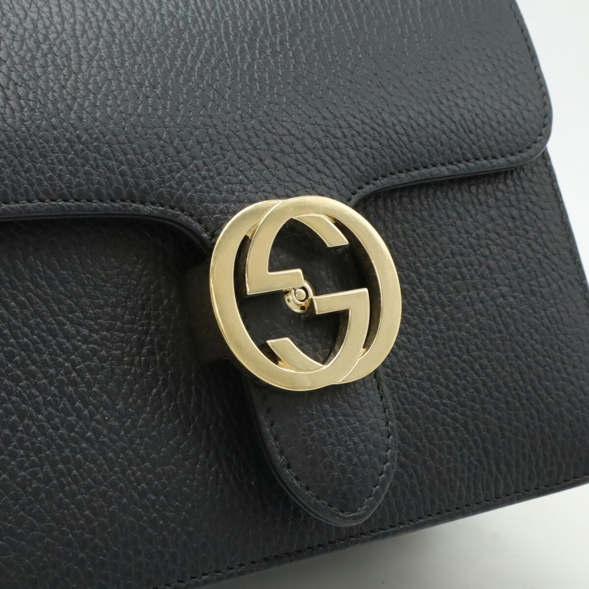 GUCCI Interlocking G Chain Bag Shoulder Leather Black 510304 GUCCI Interlocking G Chain Bag Shoulder Leather Black 510304