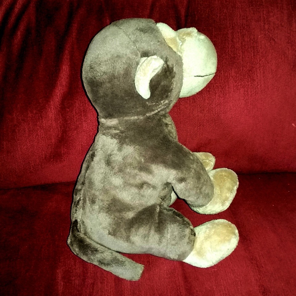 KellyToy MONKEY Brown Tan Velour Soft Fur 12" Sitting Bean Bottom Plush ...