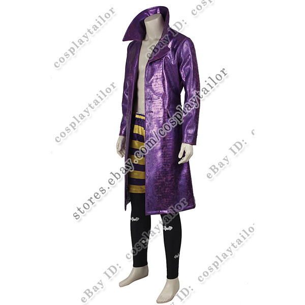 Suicide Squad Batman The Joker Jared Leto Cosplay Costume Purple Trench ...