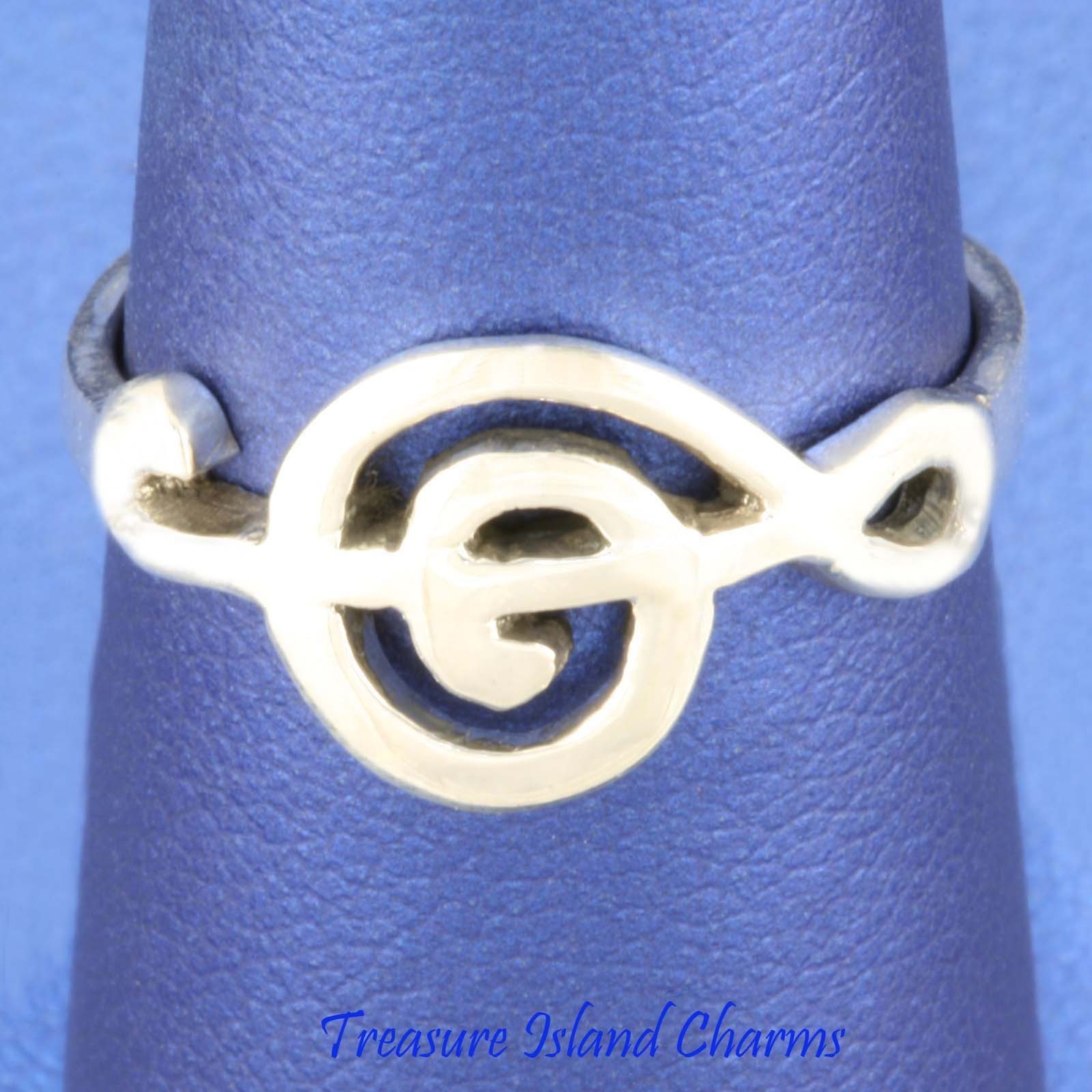 Treble Clef Sideways Music 925 Solid Sterling Silver Ring Size 5 6 7 8 ...