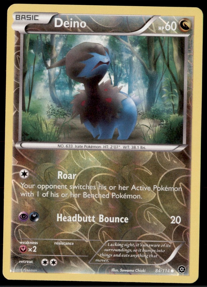 Pokemon Card Deino Steam Siege 84/114 NEAR MINT Reverse Holo Common TCG ...