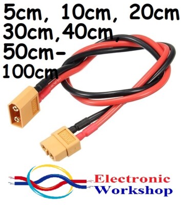 XT60 Extension Lead Wire Cable XT-60 Male-Female 10cm-100cm 1M. 14AWG ...