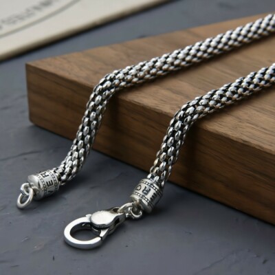 A25 Men Women 5.5 mm Corn Chain Silver 925 Length 55 to 65 cm ...