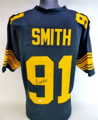 AARON SMITH SIGNED CUSTOM XL PITTSBURGH STEELERS JERSEY BECKETT HOLO # ...