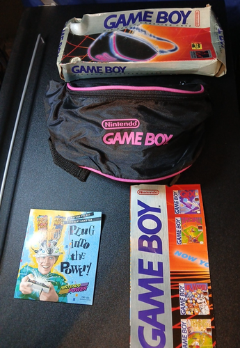 VINTAGE ORIGINAL GAME BOY CARRYING CASE w/ STRAP + POSTER LOT Official ...