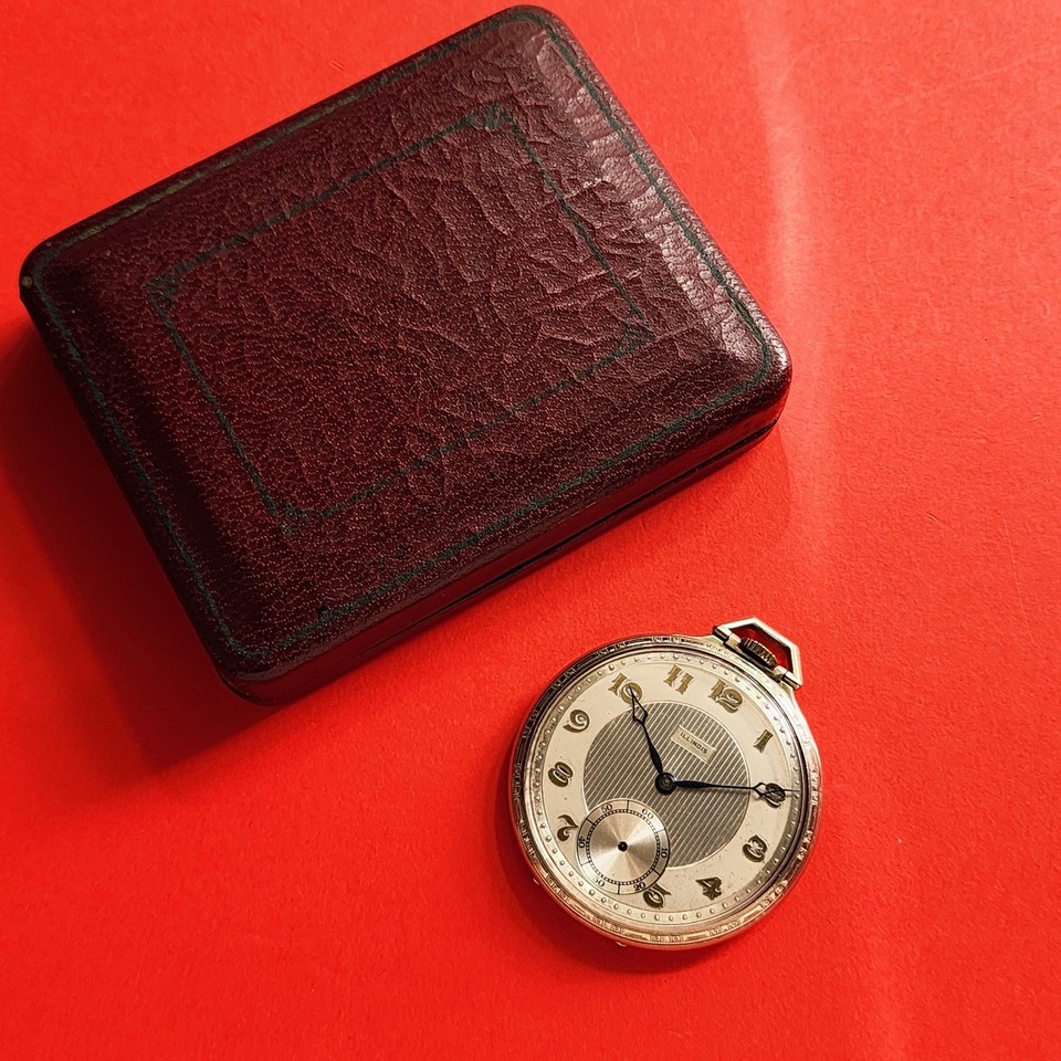 Illinois Model 182 Pocket Watch 14K White Gold Filled Case Marquis ...