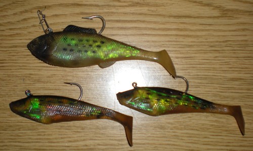 Used Fishing Lures Lot of 3 Weighted Rubber Shad | eBay