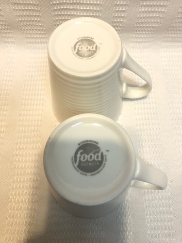 Food Network “Ripple” White Ribbed Stoneware Mug Set + BONUS MUG (Qty.3 ...