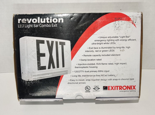 Exitronix Revolution Series Light Bar LED Exit Sign Double Face. Rated ...