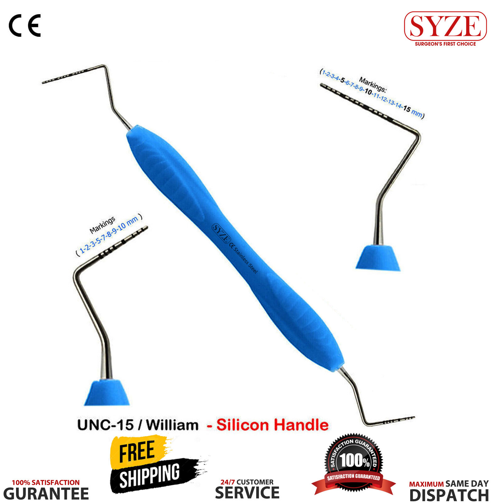 Dental Periodontal Probe UNC 15/Who + Williams Hygienist Measure Depth ...