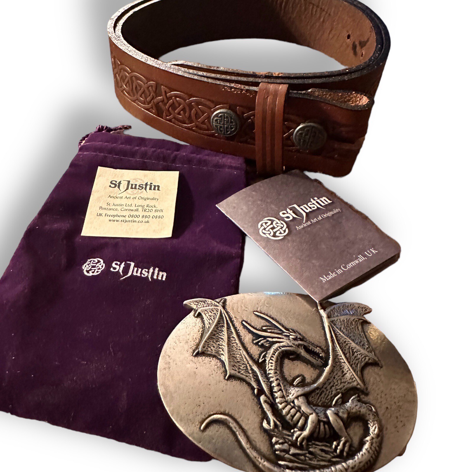 ST Justin Pewter Dragon Belt Buckle Discontinued & Ce… - Gem