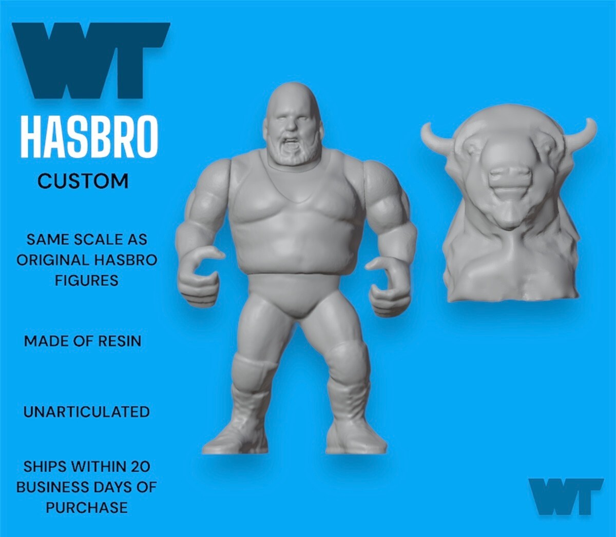 MANTAUR Unpainted WWF Hasbro Full Scale CUSTOM MATTEL RETRO WWE | eBay