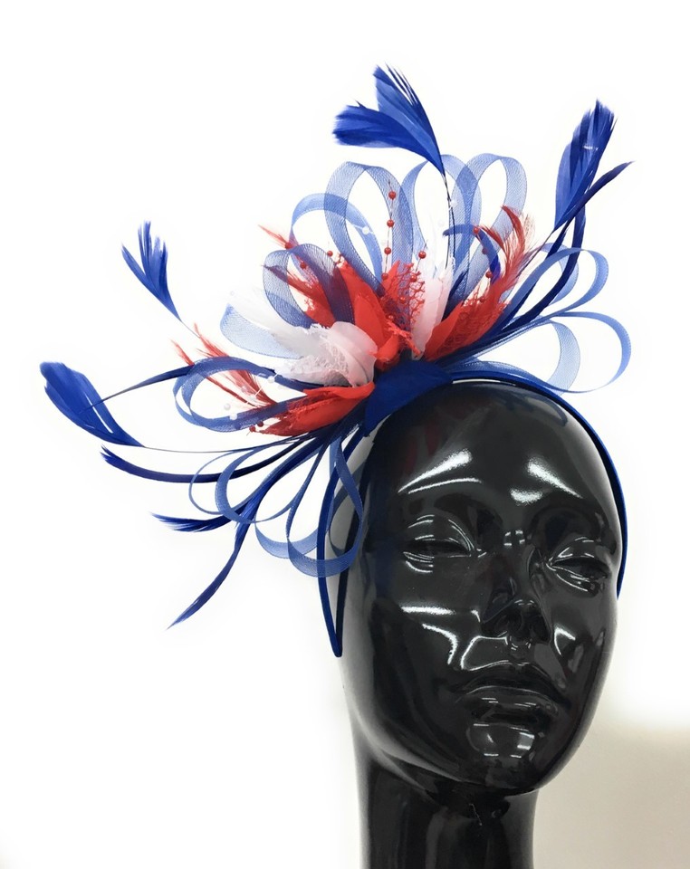 Blue Red White Union Jack Fascinator on Headband Alice Band Royal ...