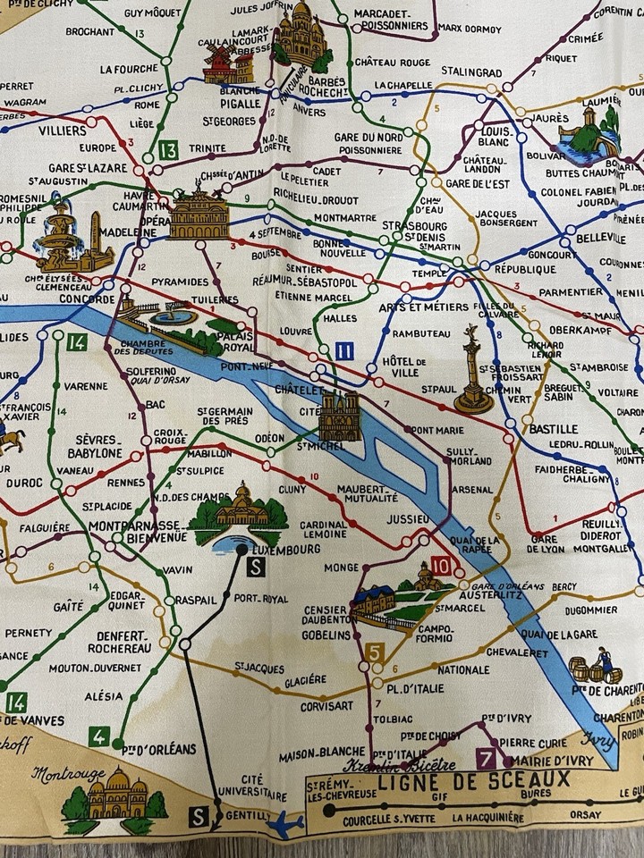 Vintage Paris Metro Map Tea Towel Creations Sonacott Ligne De Sceaux ...