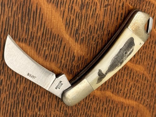 Sway Back Hawkbill “MINI HAWK Pocket Knife Whale Scene Moby Dick ...