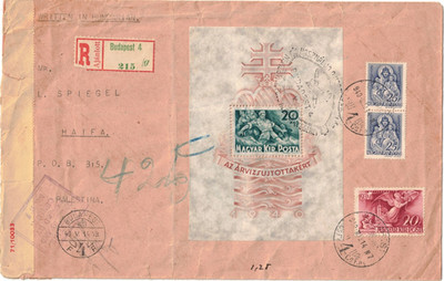 1940 Hungary Registered Censored Cover to Haifa Palestine | eBay