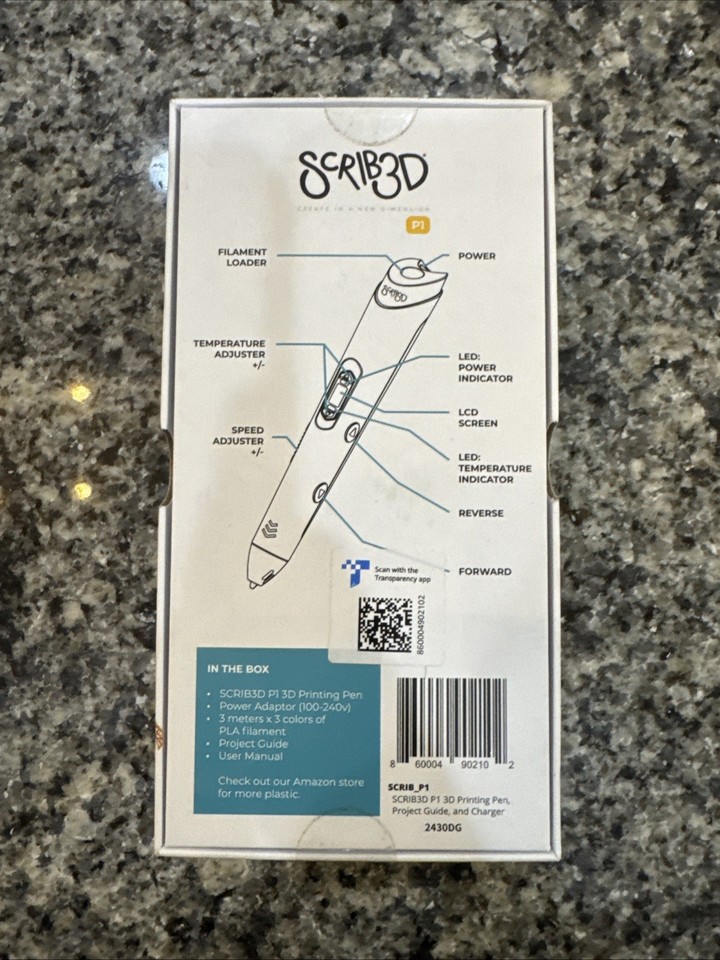 Scrib3D P1 3D PRINTING PEN, Charger, 3 Filaments, Stencils NEW SEALED ...