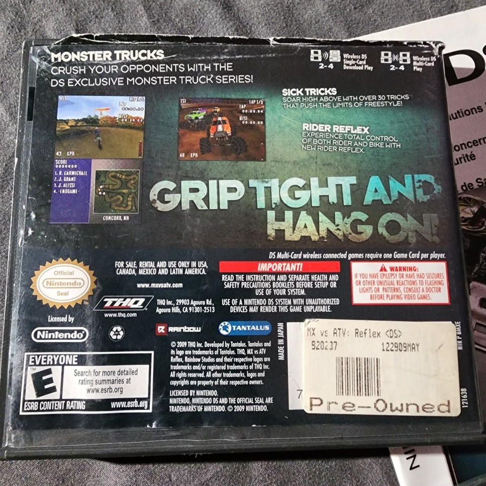 MX vs. ATV Reflex Nintendo DS Game Motorcross Racing (2009) THQ CIB ...