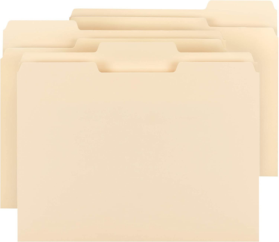 Amazon Basics 1/3-Cut Tab, Assorted Positions File Folders, Letter ...