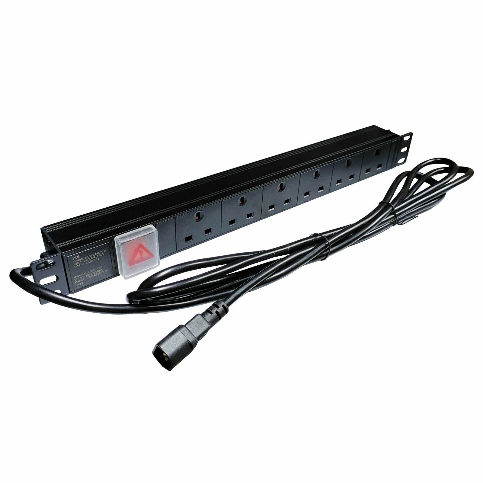 1U 6-Way 19-inch PDU Horizontal Rack Power Distribution Unit IEC C14 3M ...
