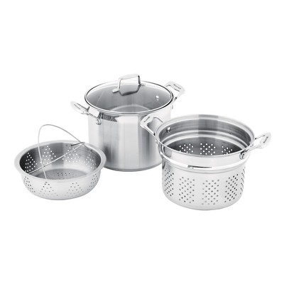 24cm Stockpot with Lid, Pasta & Steamer Insert SCANPAN Impact Steam ...