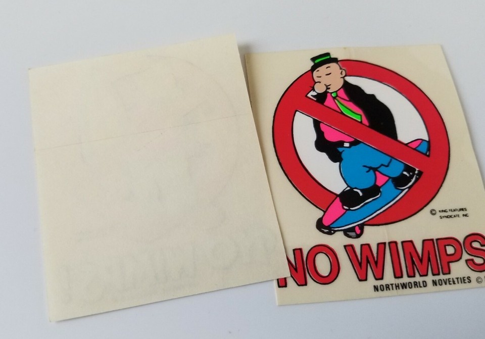 VINTAGE 80's WIMPY NO WIMPS RETRO SURF SKATEBOARD STICKER LOT OF TWO ...