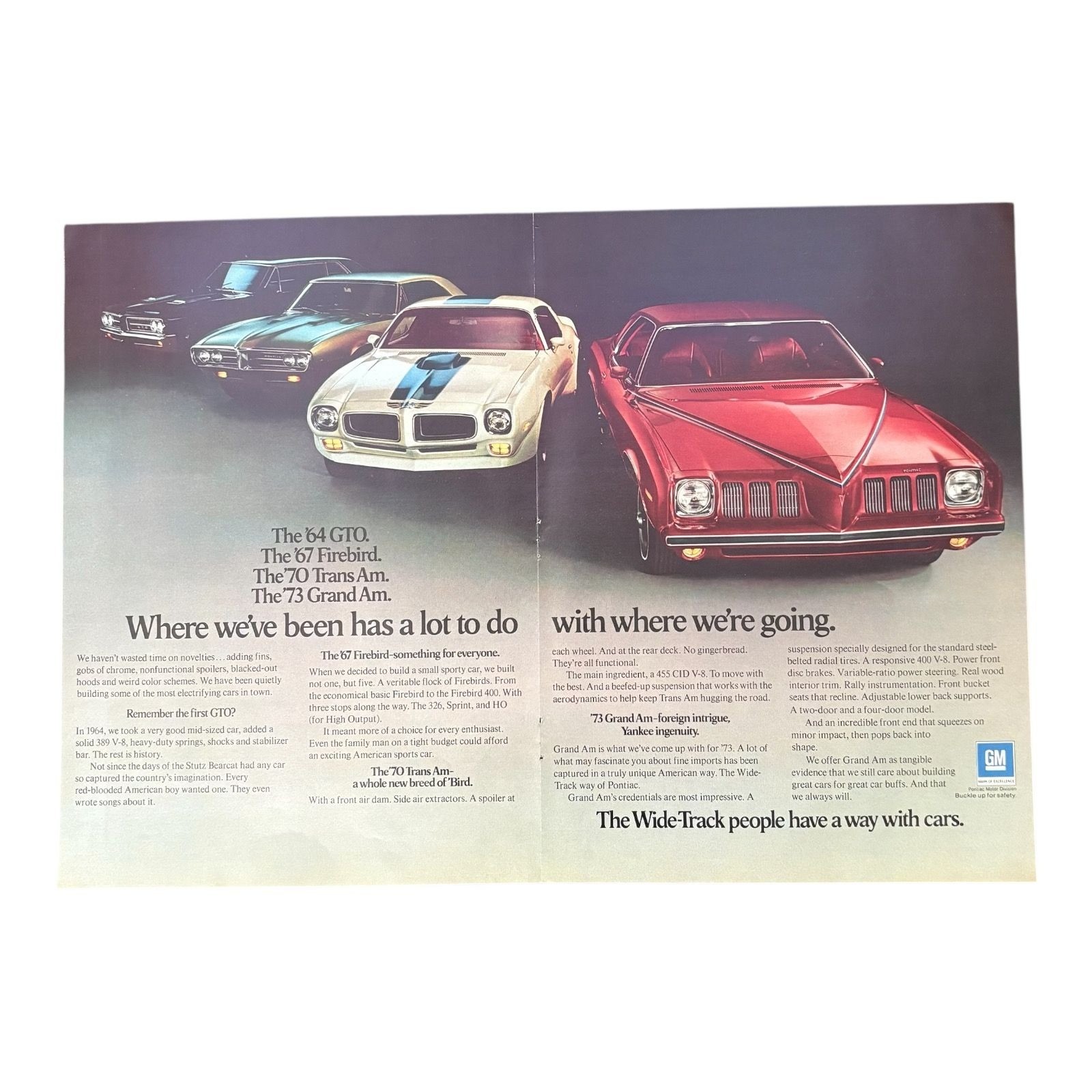 1973 Pontiac Grand Am Coupe Vintage Print Ad 1964 GTO 67 Firebird 70s ...