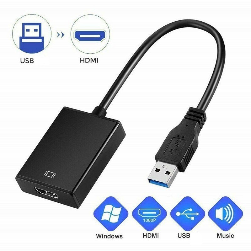 HD 1080P USB 3.0 to HDMI Video Cable Adapter For PC Laptop HDTV LCD TV ...